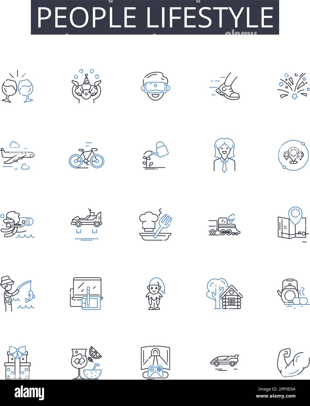 People lifestyle line icons collection. Life events, Human existence ... People lifestyle line icons collection. Life events, Human existence ...