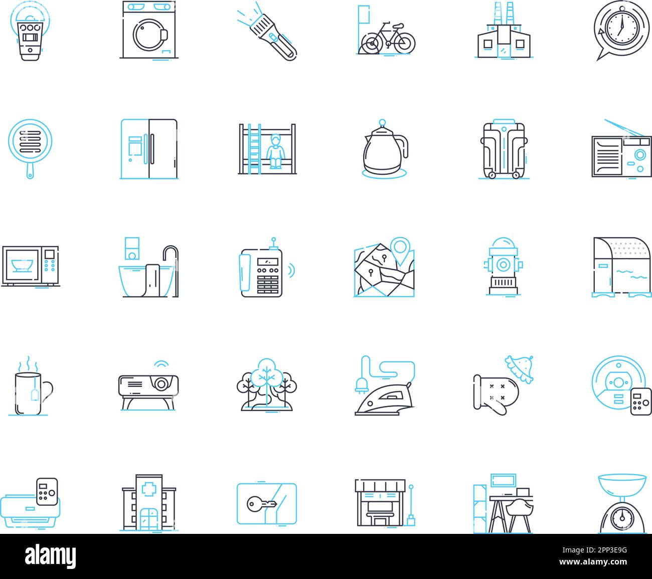 Town domicile linear icons set. Suburb, Haven, Neighborhood, Community ...