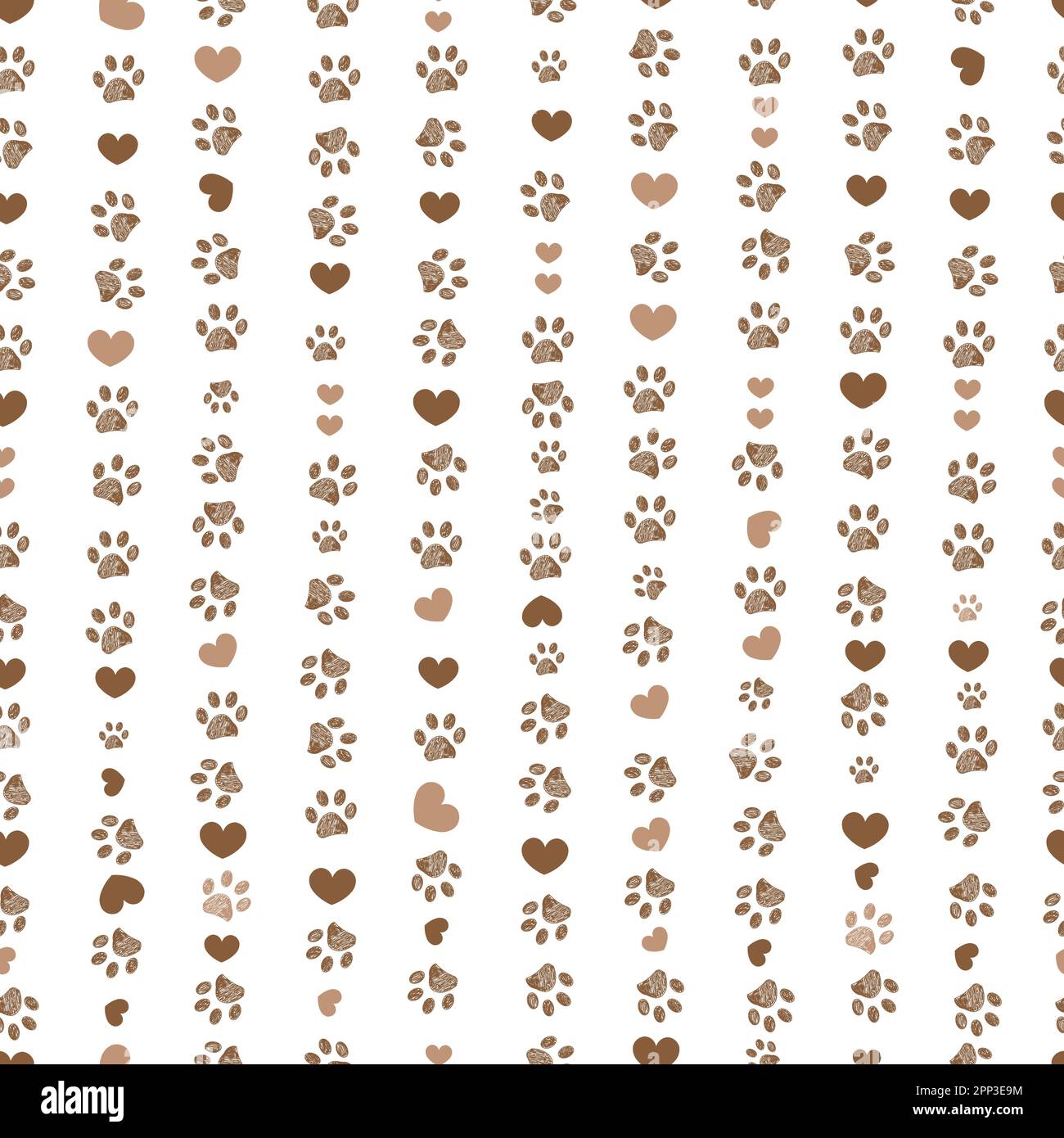 Brown doodle paw print seamless fabric design pattern Stock Vector ...