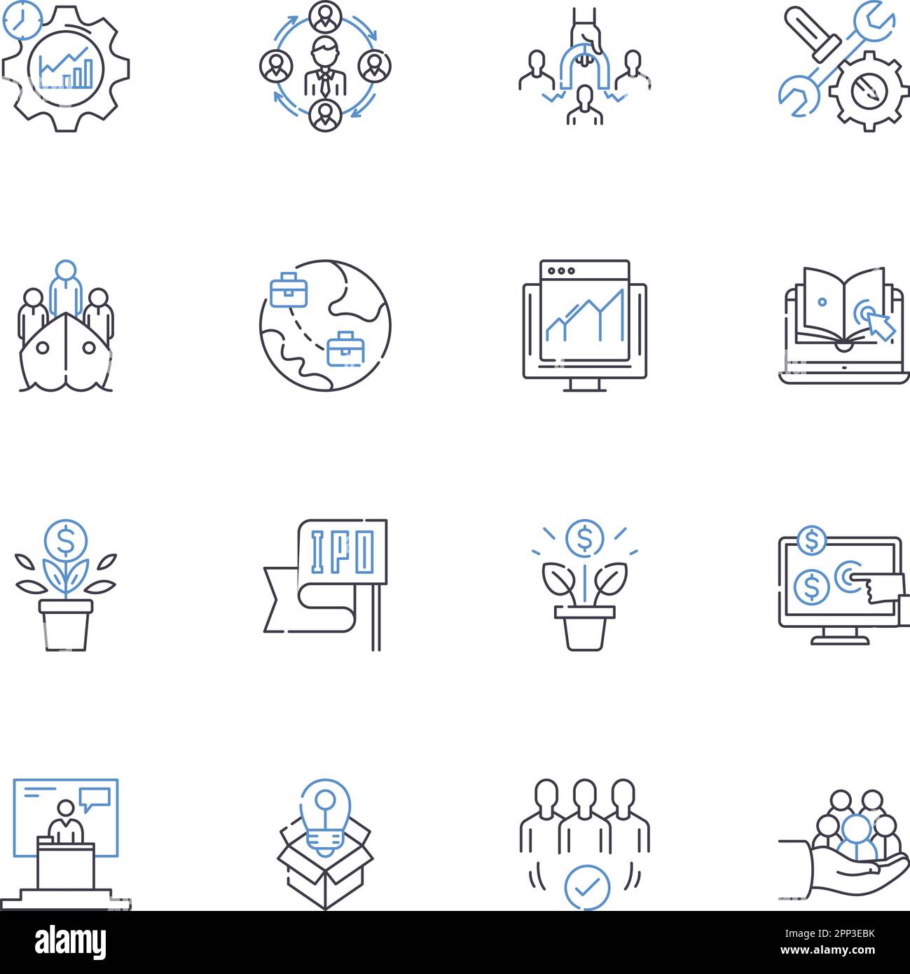 Financial management line icons collection. Budgeting, Investing ...