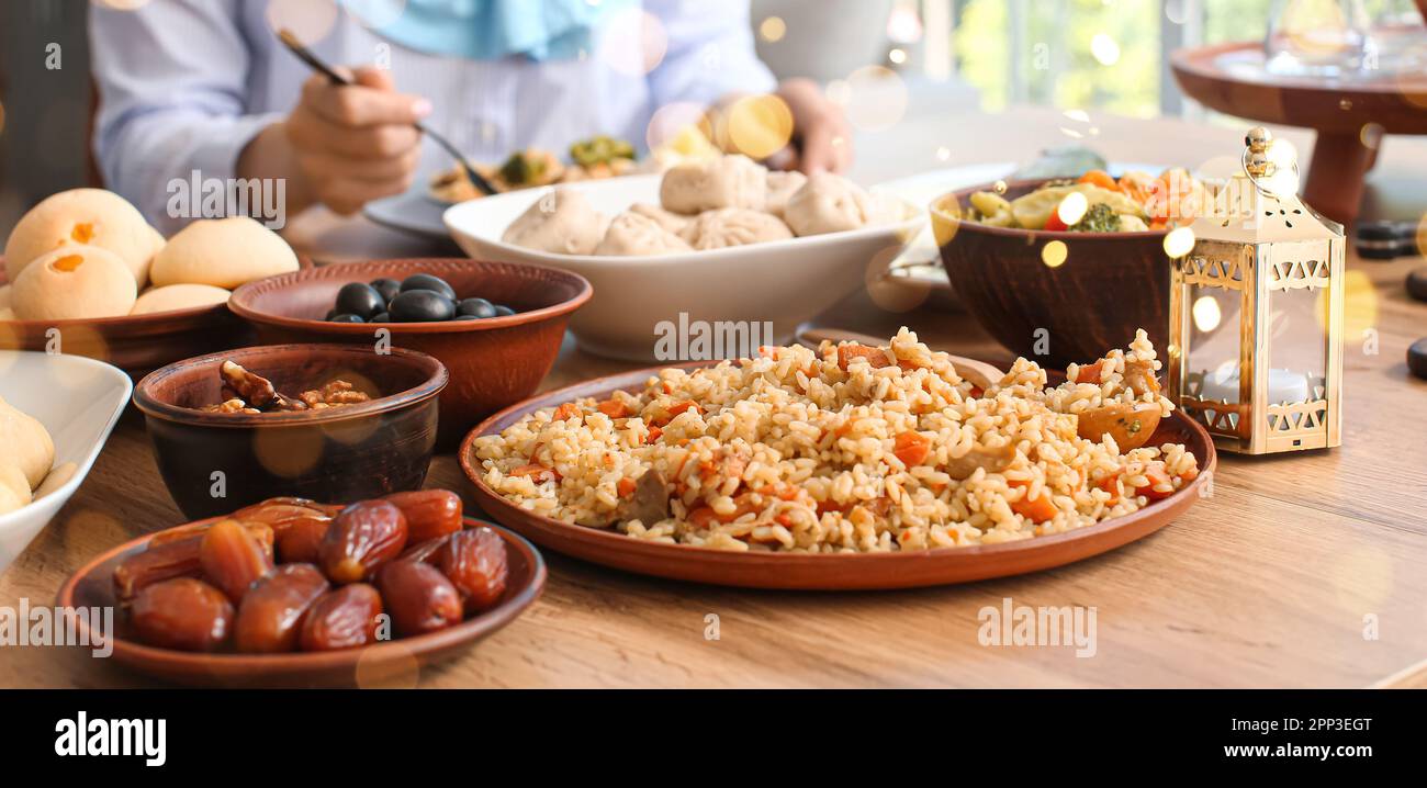 Traditional Eastern dishes on dining table Stock Photo - Alamy