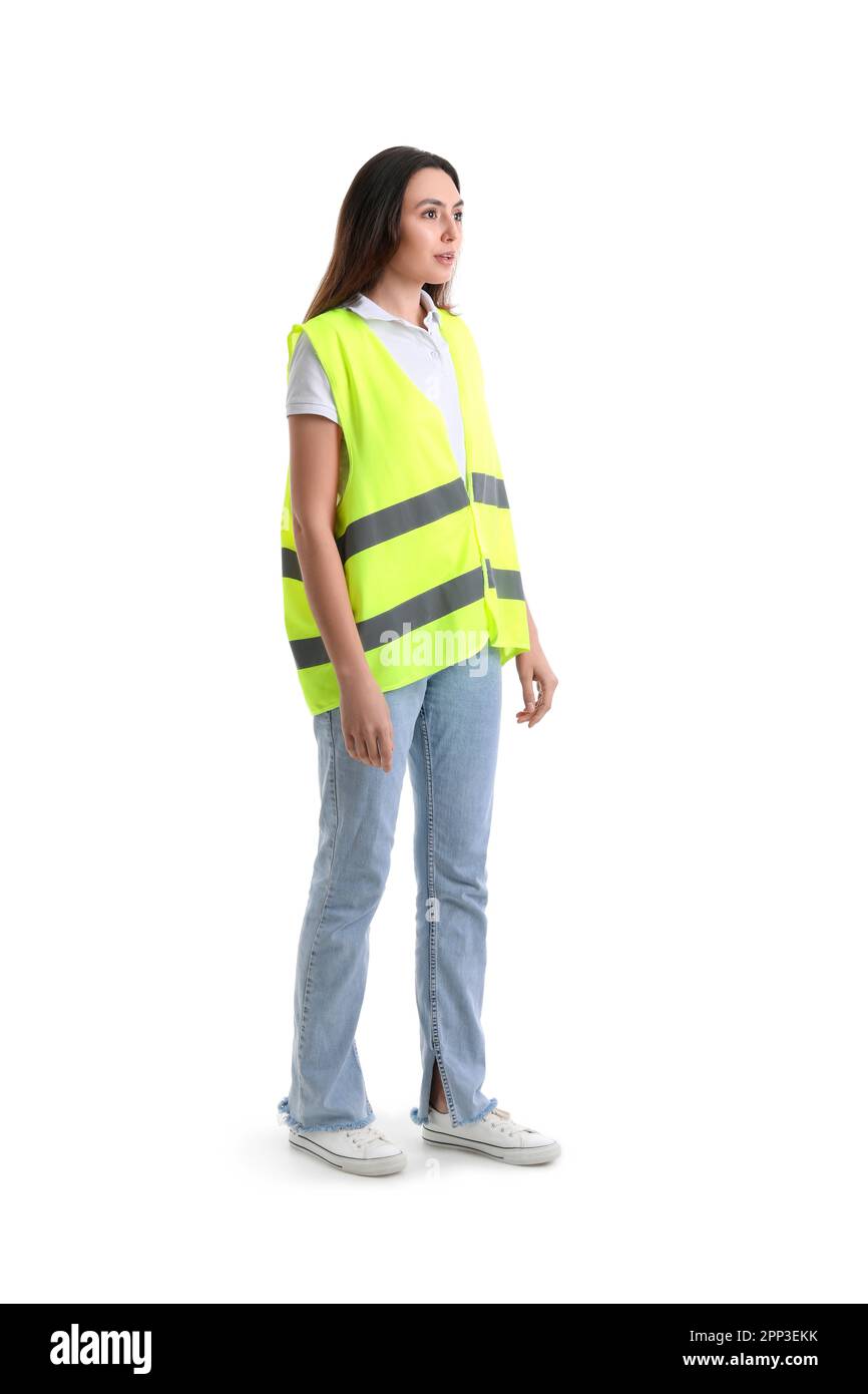 Worker woman in vest Cut Out Stock Images & Pictures - Alamy
