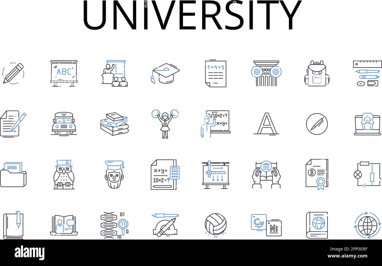 University line icons collection. College, School, Academy, Institute, Polytechnic, Conservatory ...