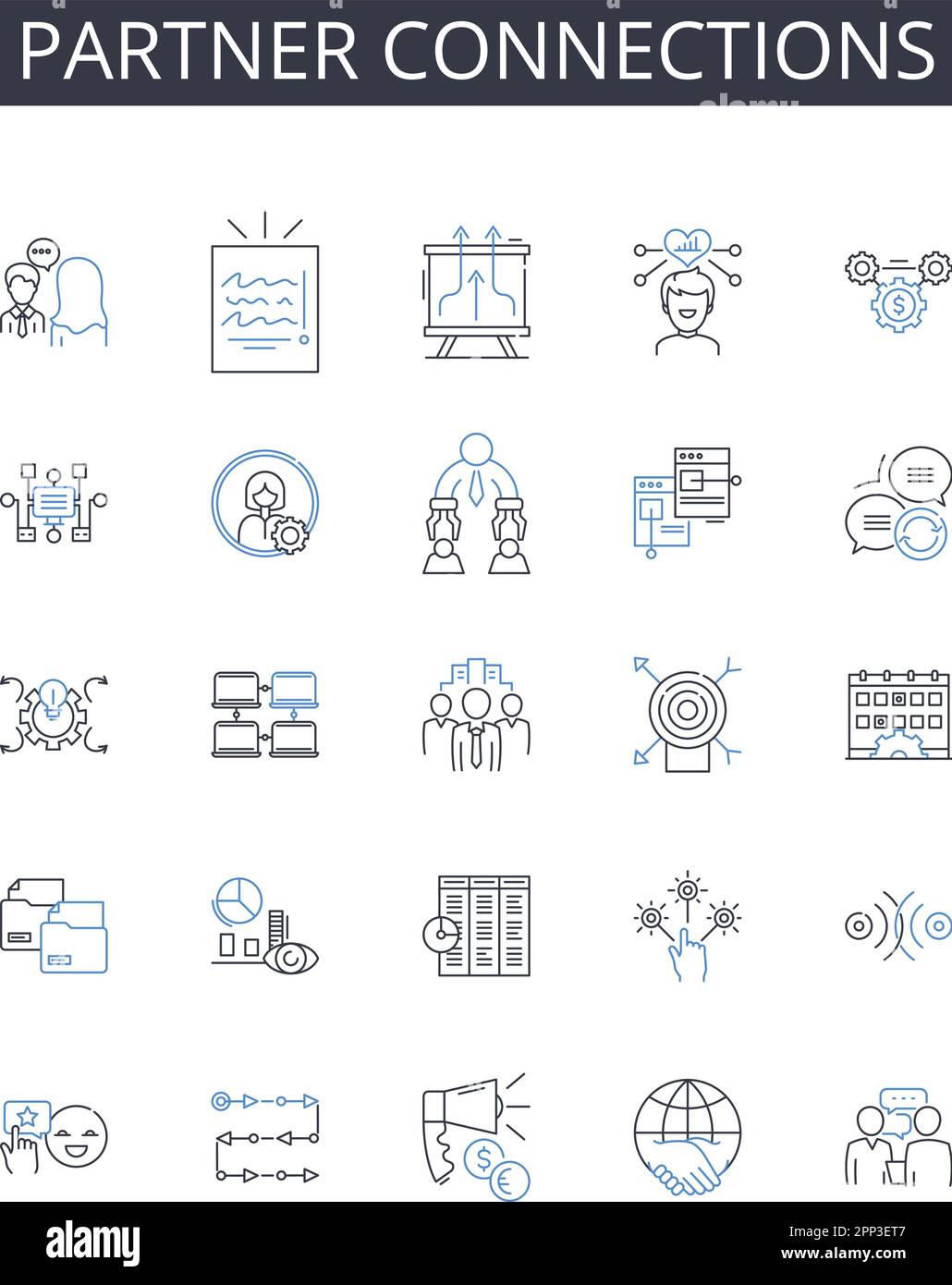 Partner connections line icons collection. Yield, Coupon, Federal ...