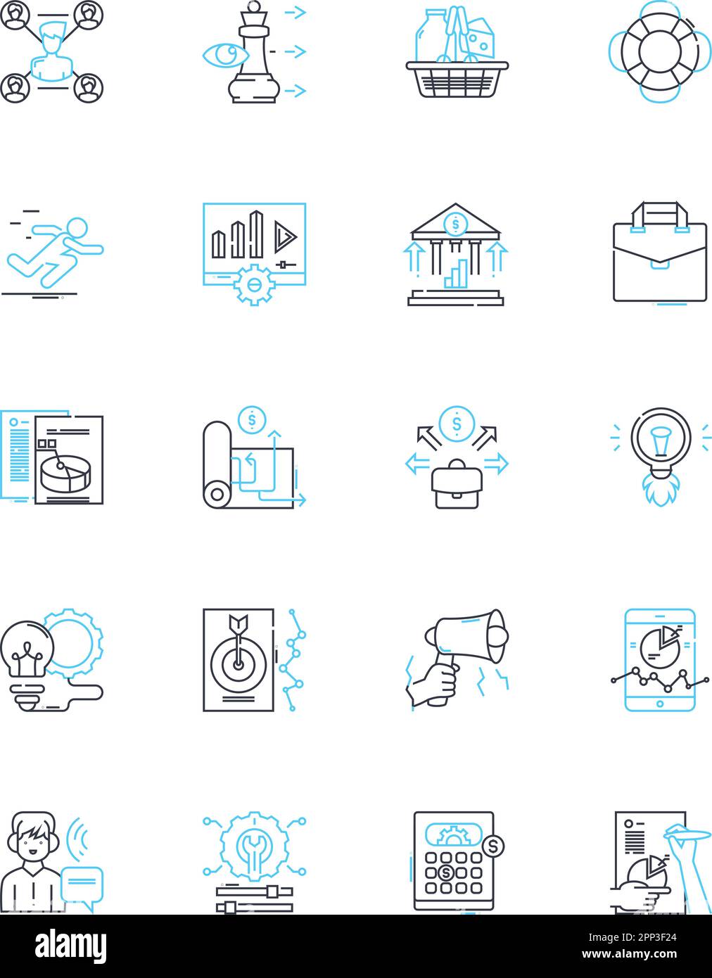 Targeted advertising linear icons set. Personalized, Precision, Efficient, Effective, Segmented ...
