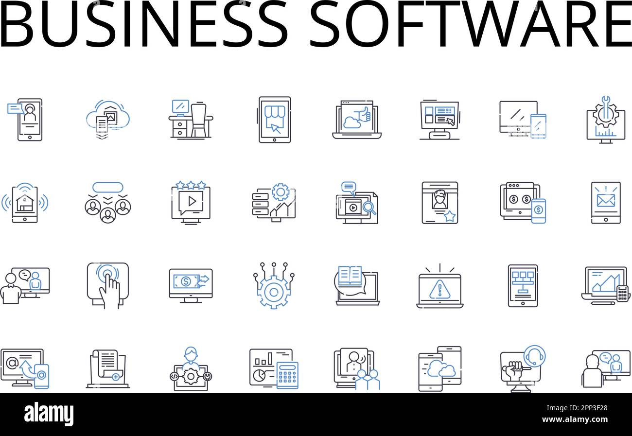 Business software line icons collection. Management system, Enterprise ...