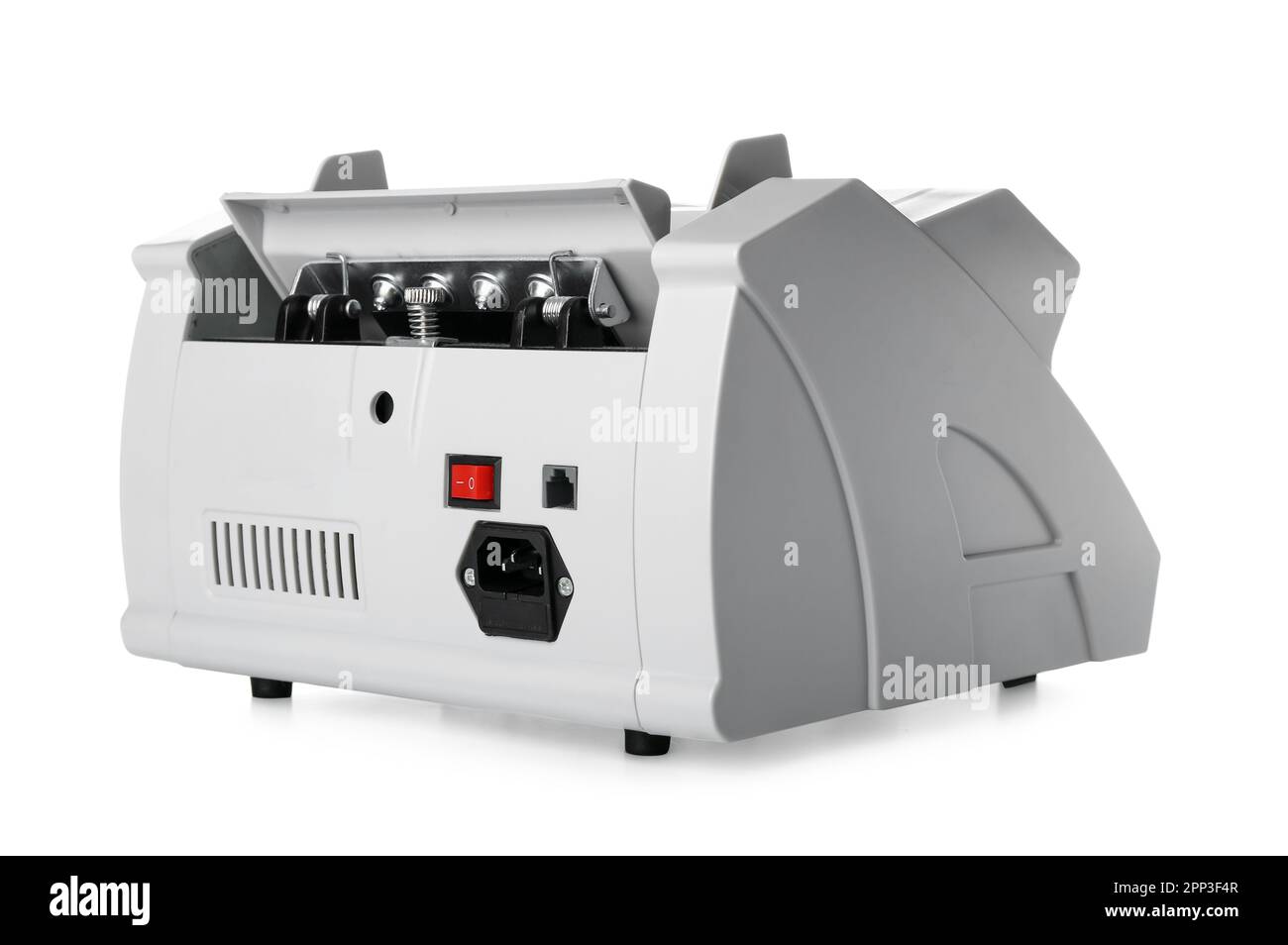 Modern cash counting machine on white background Stock Photo - Alamy