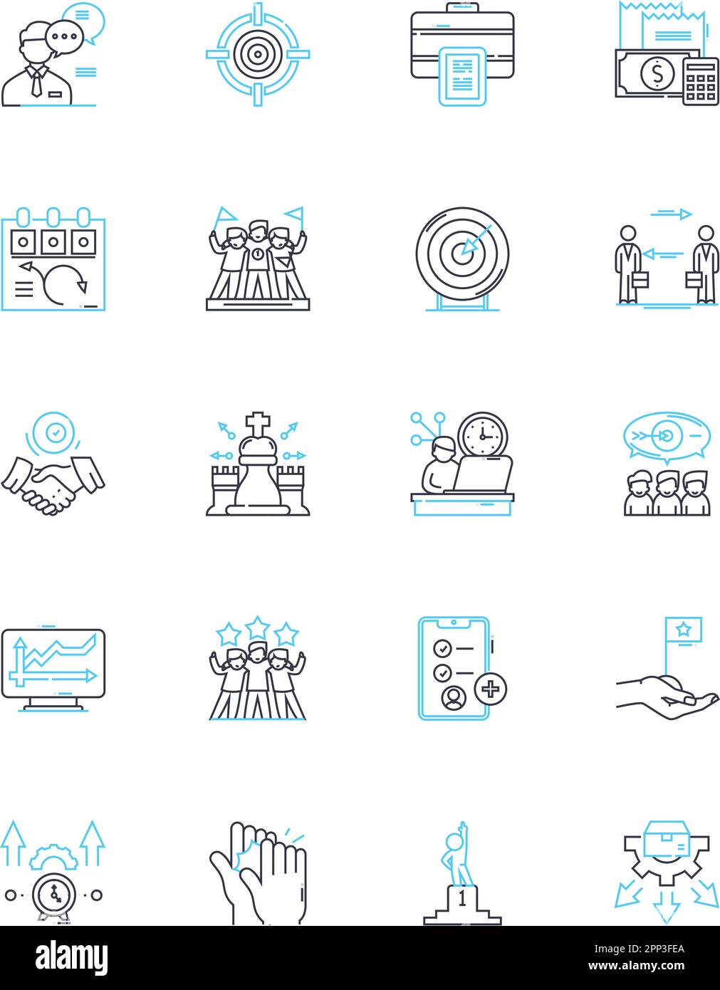 Work area linear icons set. Desk, Cubicle, Office, Warehouse, Studio ...