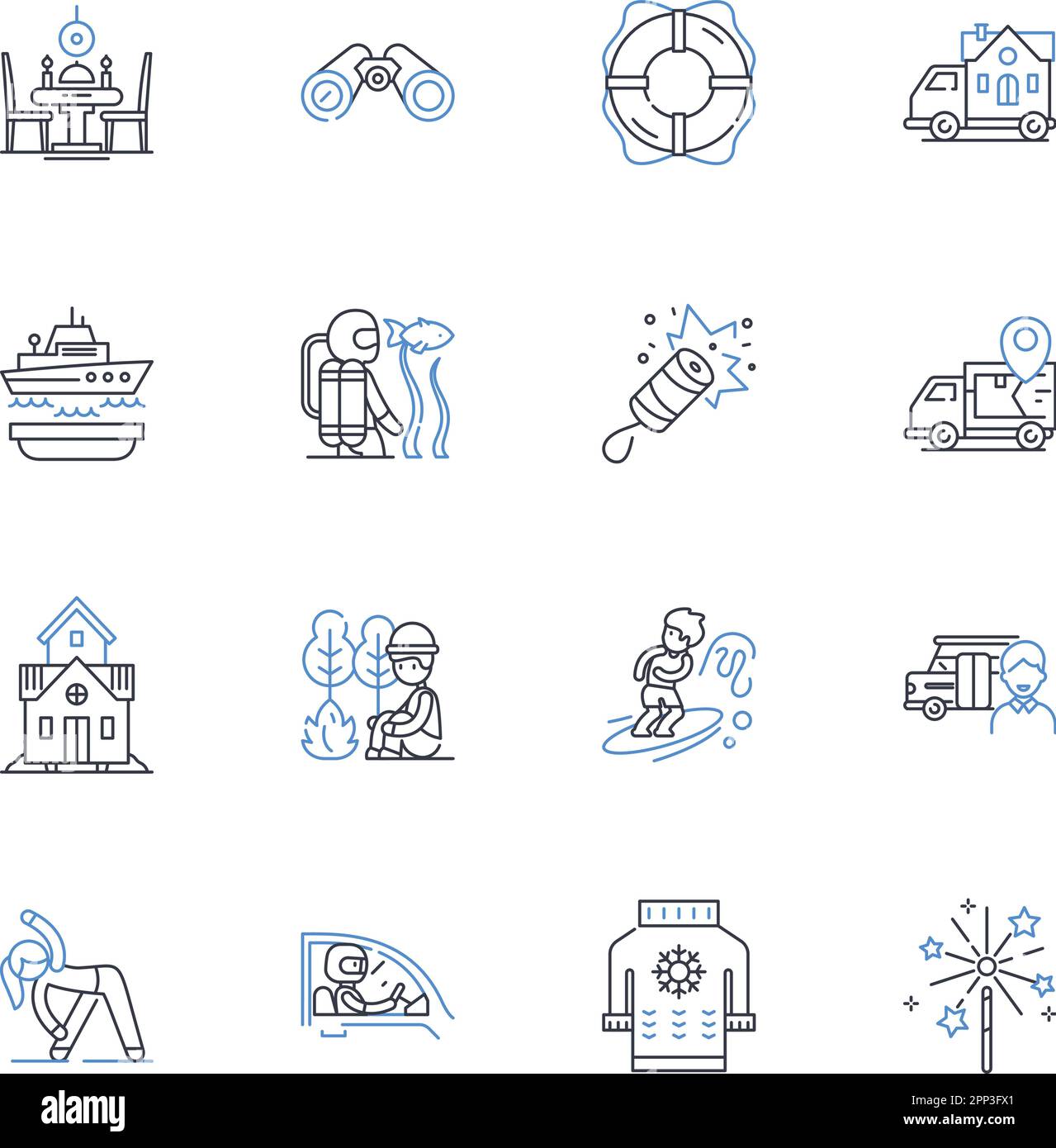 Expedition line icons collection. Adventure, Exploration, Journey, Trek ...