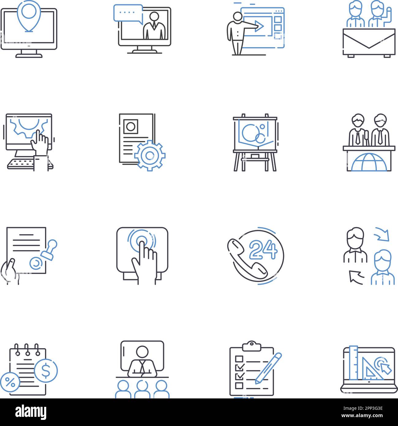 Cooperative Venture Line Icons Collection Partnerships Collaboration