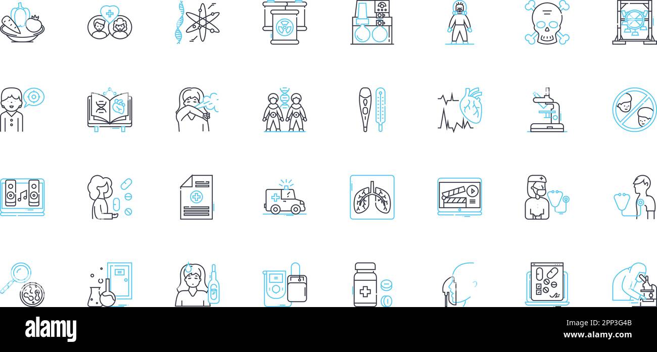 Outbreak linear icons set. Pandemic, Epidemic, Contagion, Spread ...