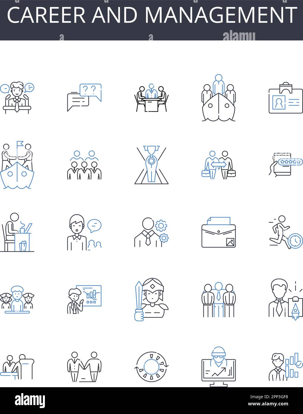 Career and management line icons collection. Profession, Occupation ...