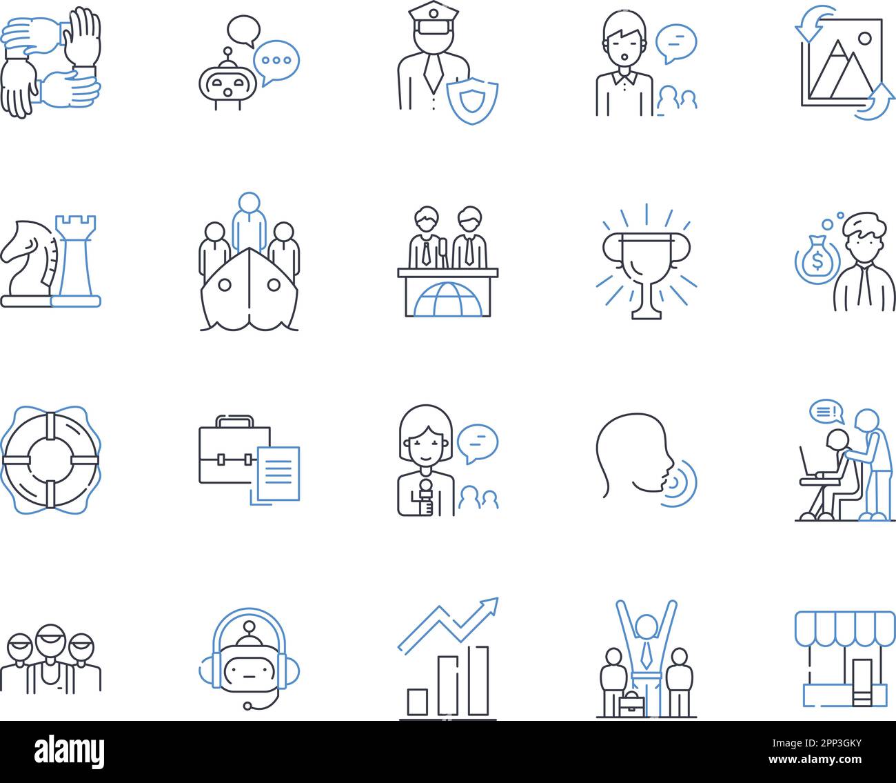 Supportive oversight line icons collection. Empathy, Encouragement ...