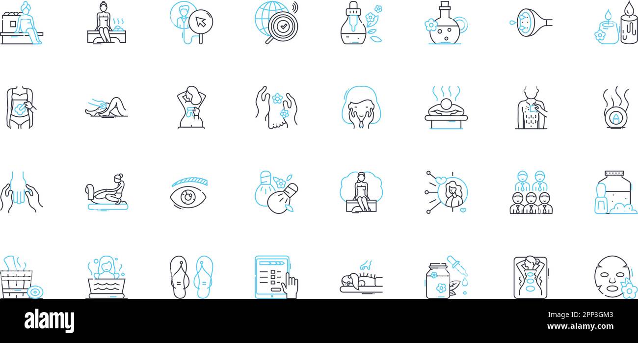 Hair salon linear icons set. Styling, Coloring, Cuts, Highlights ...