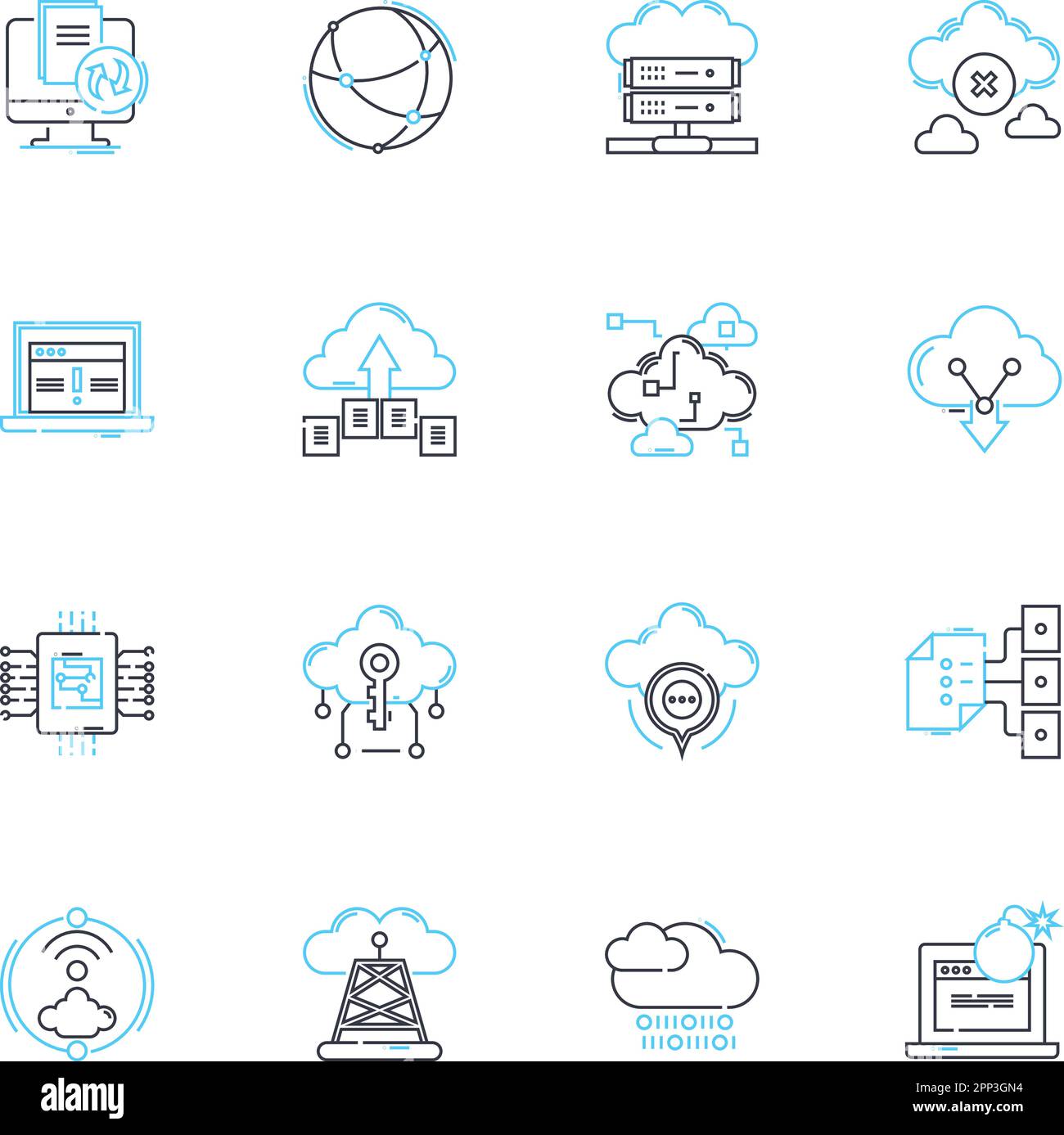 System Security Linear Icons Set Encryption Firewall Authentication Penetration Threats
