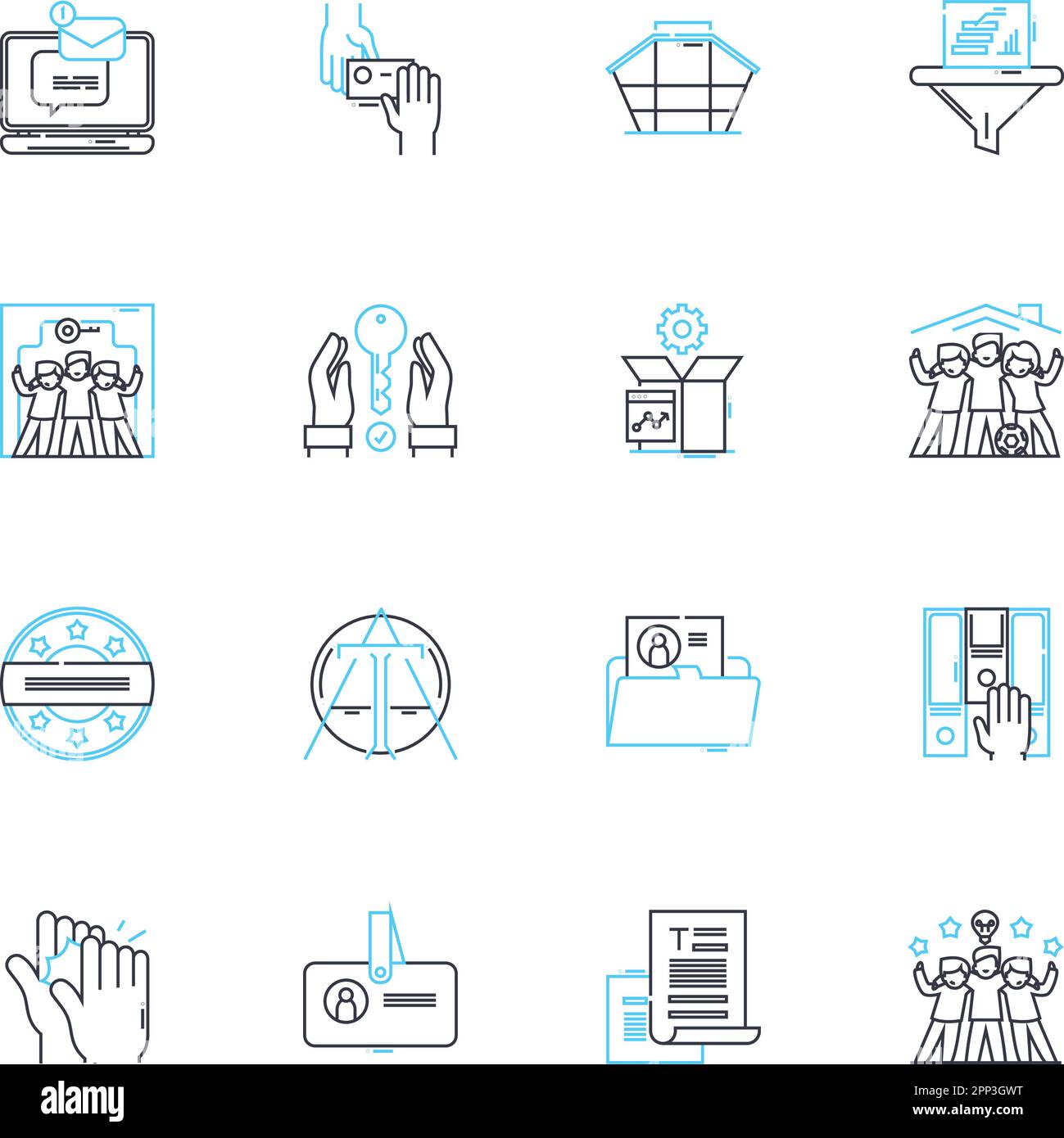 Company linear icons set. Innovation, Quality, Dedication, Excellence ...