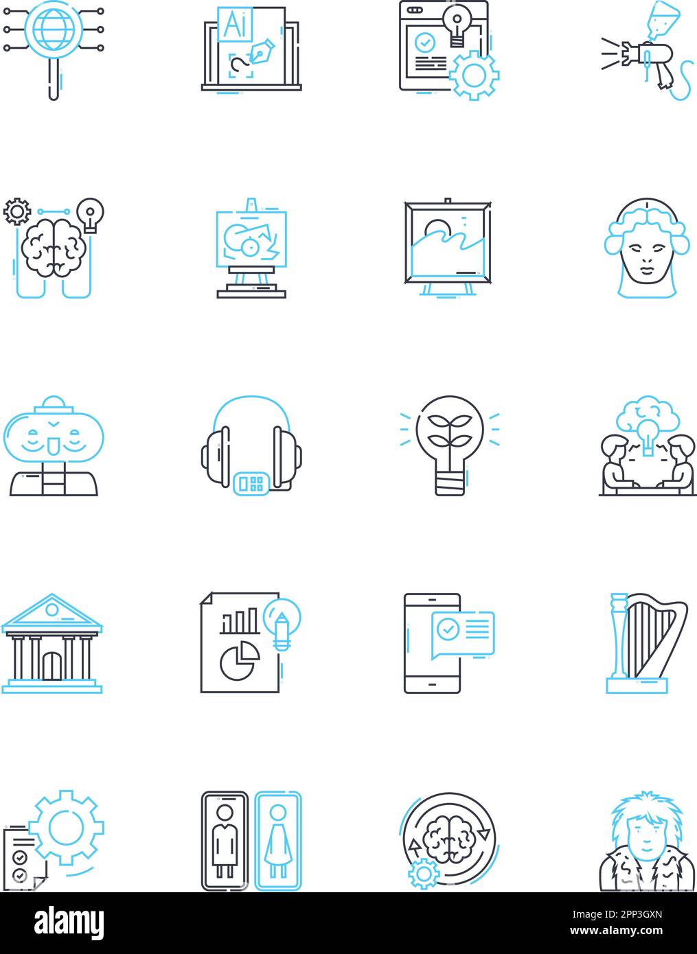 Gallery linear icons set. Arrk, Exhibition, Masterpiece, Display ...