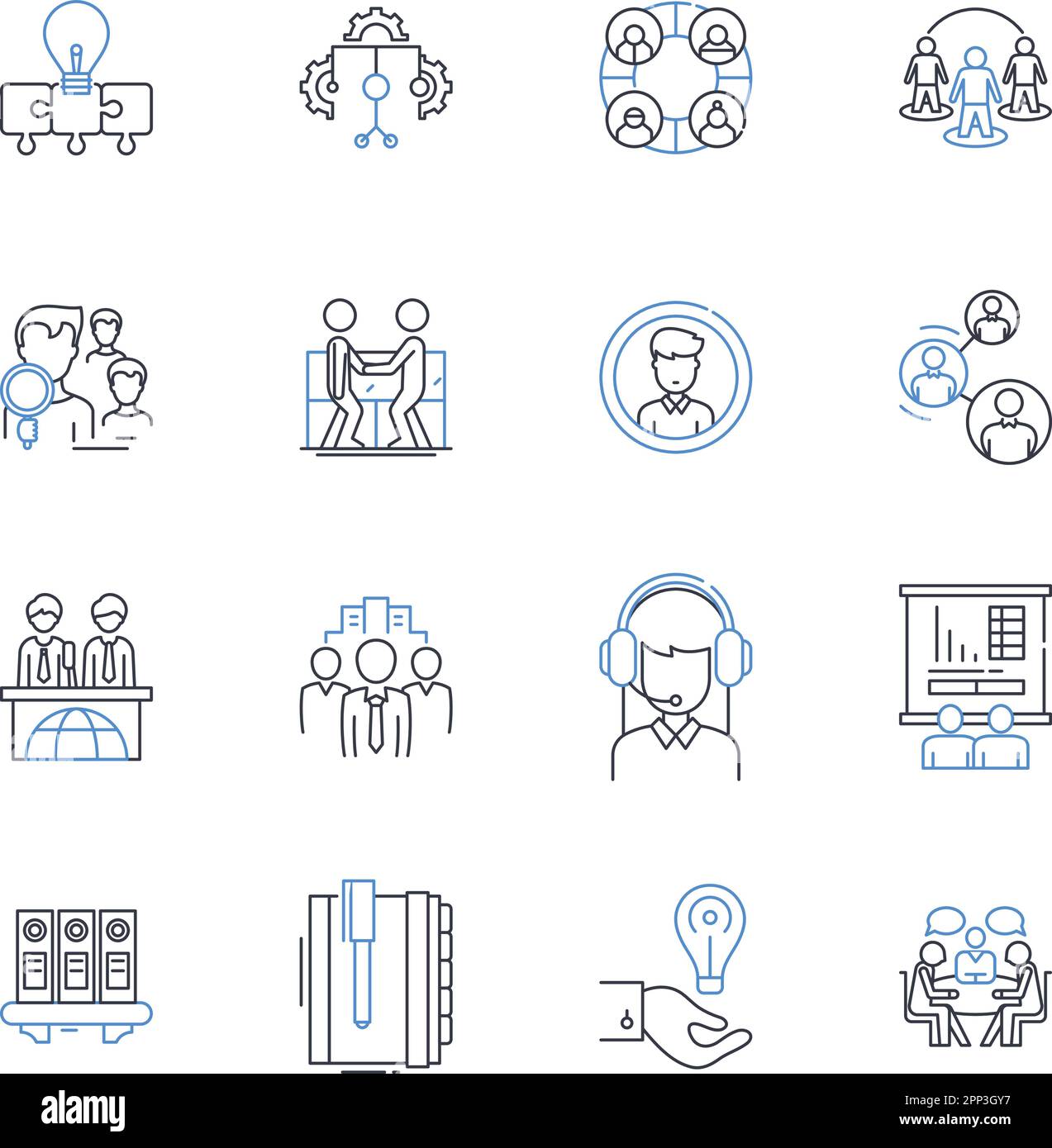 Executive briefing line icons collection. Updates, Briefing, Insights ...