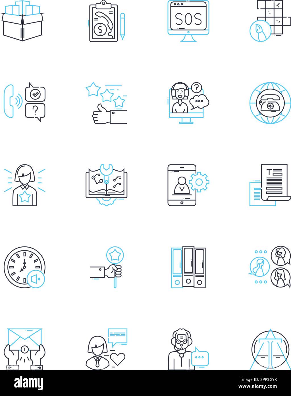 Trade guidance linear icons set. Negotiation, Exports, Imports ...