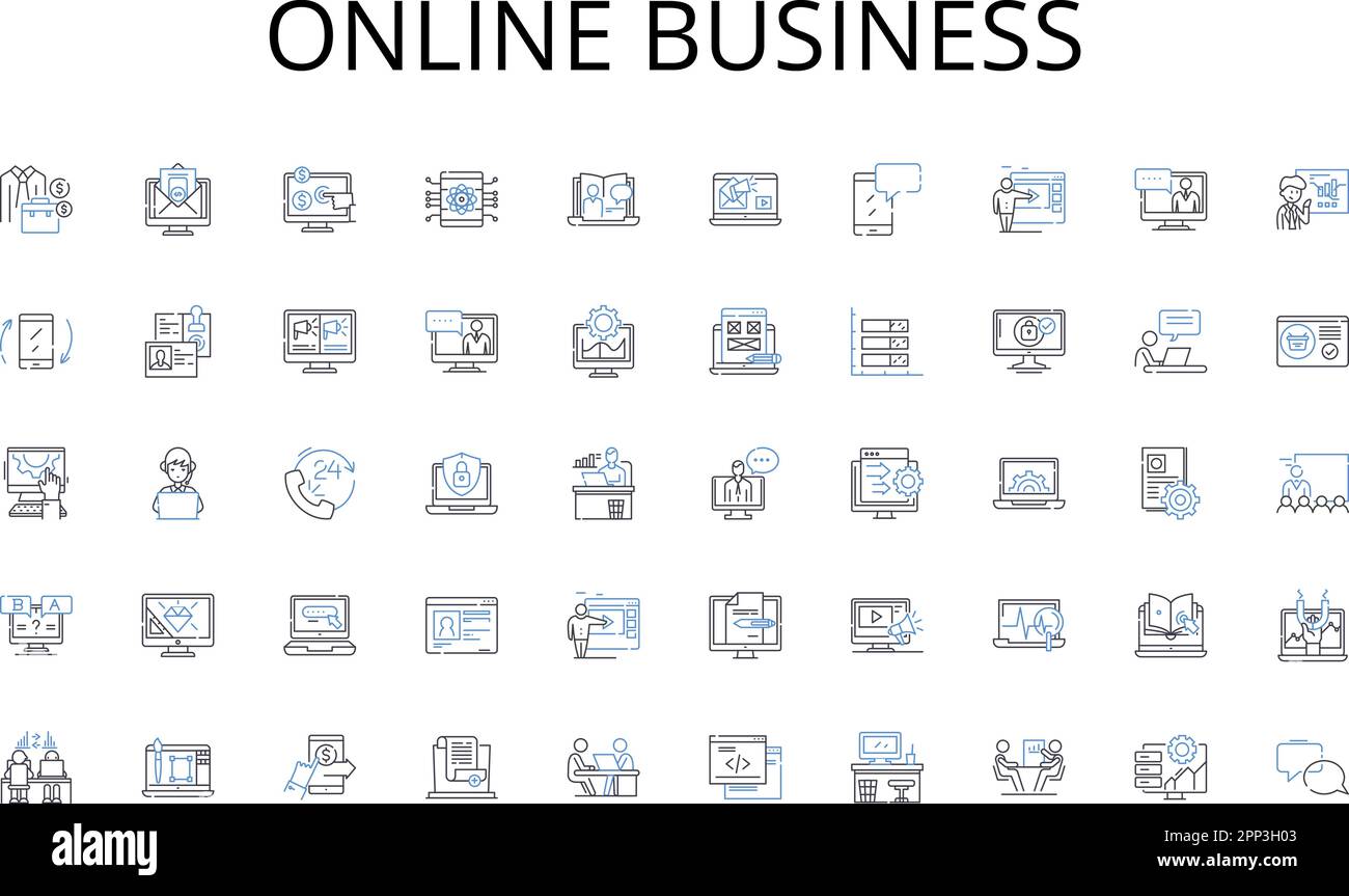 Online business line icons collection. Trust-building, Connection, Co ...