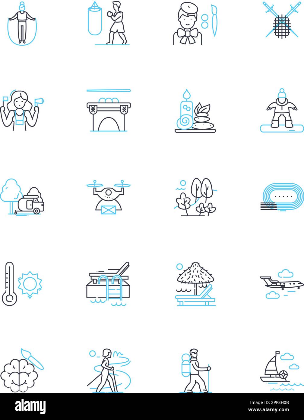 Active living linear icons set. Fitness, Health, Exercise, Movement ...