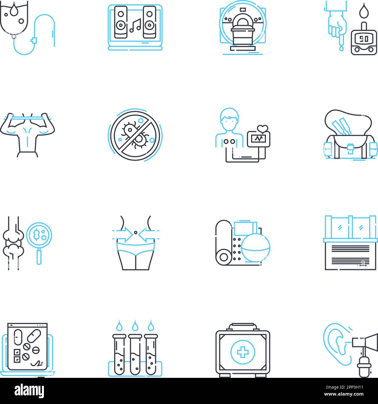 Patient care linear icons set. Compassion, Empathy, Respect, Quality ...
