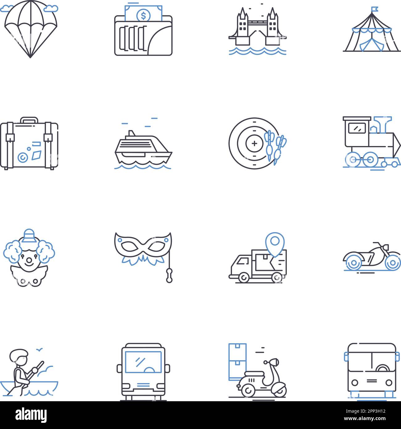 Visit line icons collection. Sightseeing, Tourism, Adventure, Discover ...