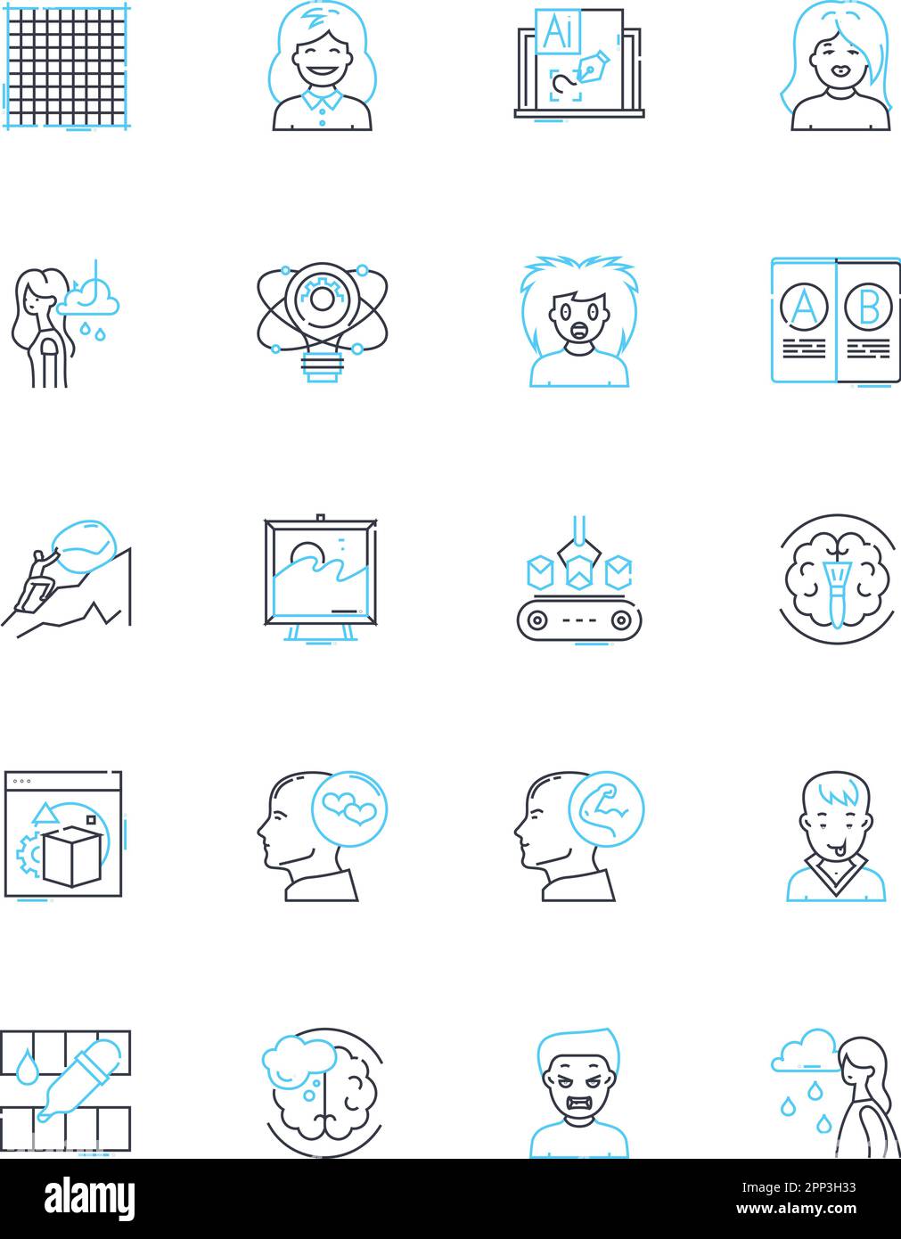 Self-actualization linear icons set. Potential, Fulfillment, Growth ... Self-actualization linear icons set. Potential, Fulfillment, Growth ...