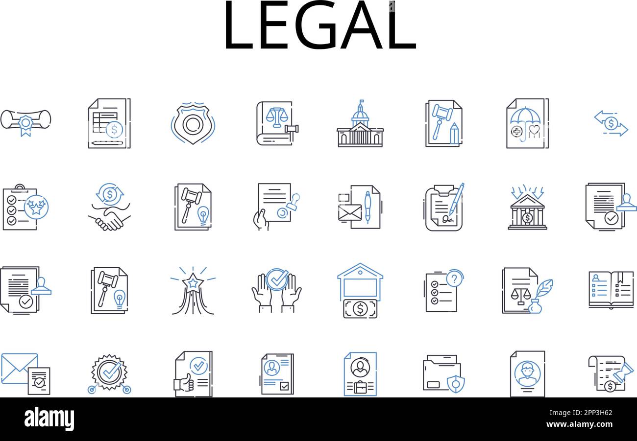 Legal line icons collection. Lawful, Authorized, Legitimate, Valid ...