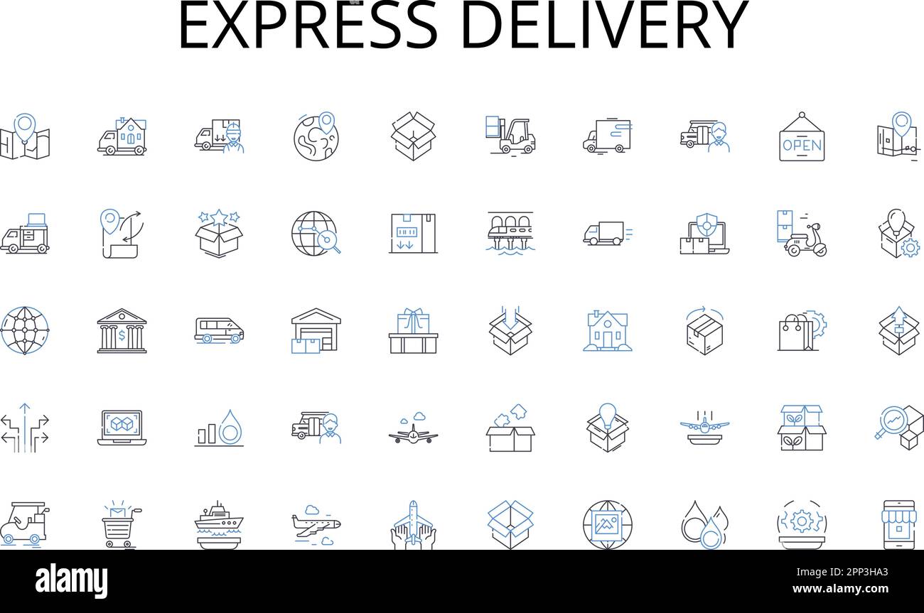 Express delivery line icons collection. Zoning, Permits, Blueprint ...