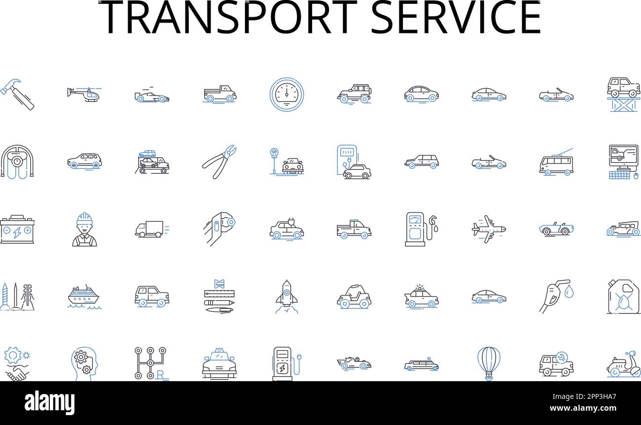 Transport Service Line Icons Collection Fusion Consolidation Combination Integration