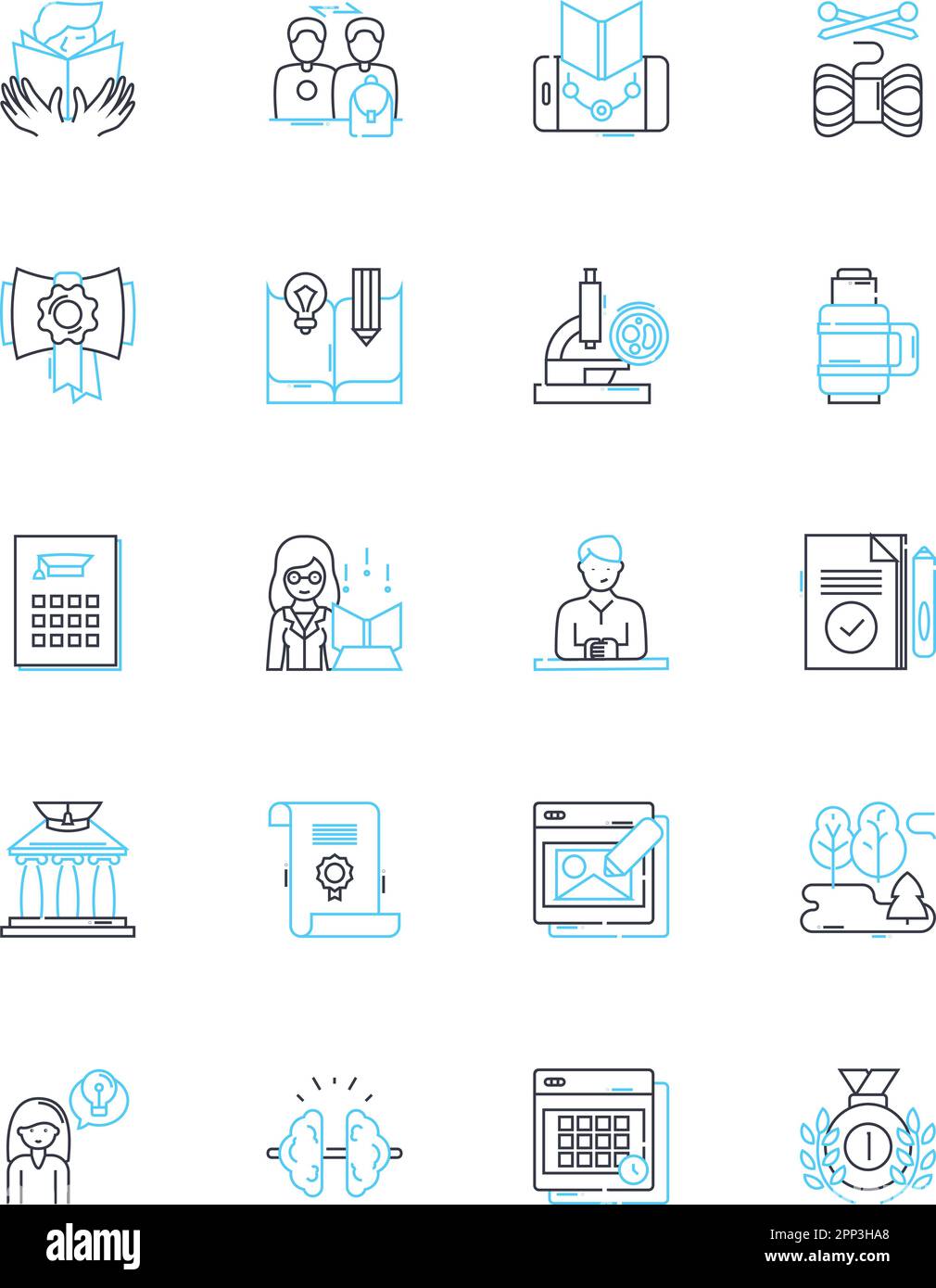 Instructional Teaching Linear Icons Set Pedagogy Curriculum Lesson