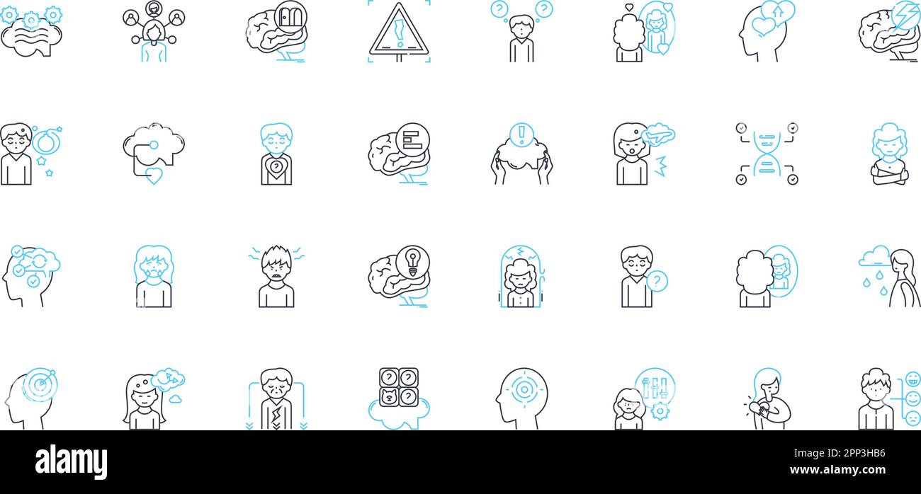 Cognitive process linear icons set. Perception, Attention, Memory ... Cognitive process linear icons set. Perception, Attention, Memory ...
