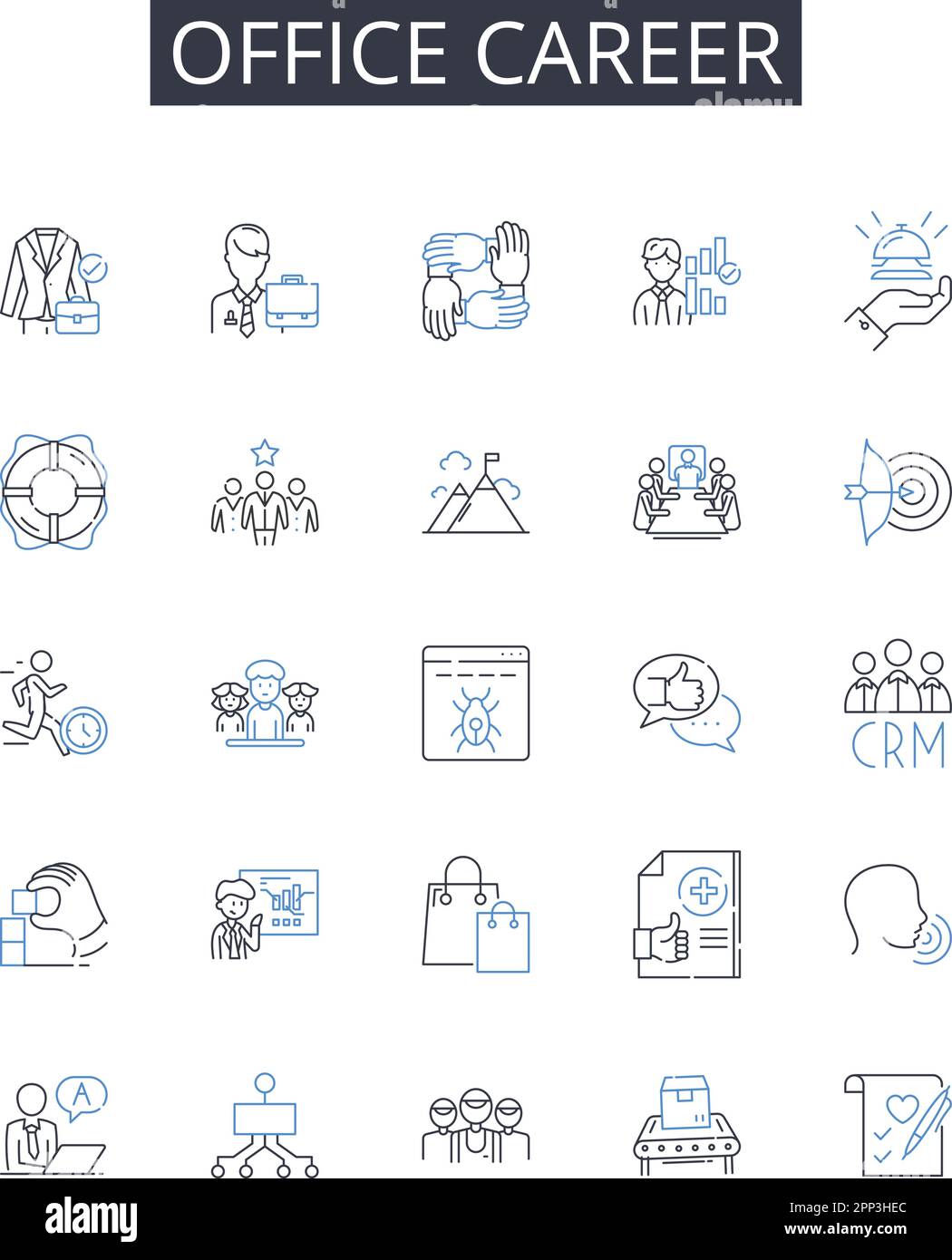 Office career line icons collection. Corporate ladder, Professional ...