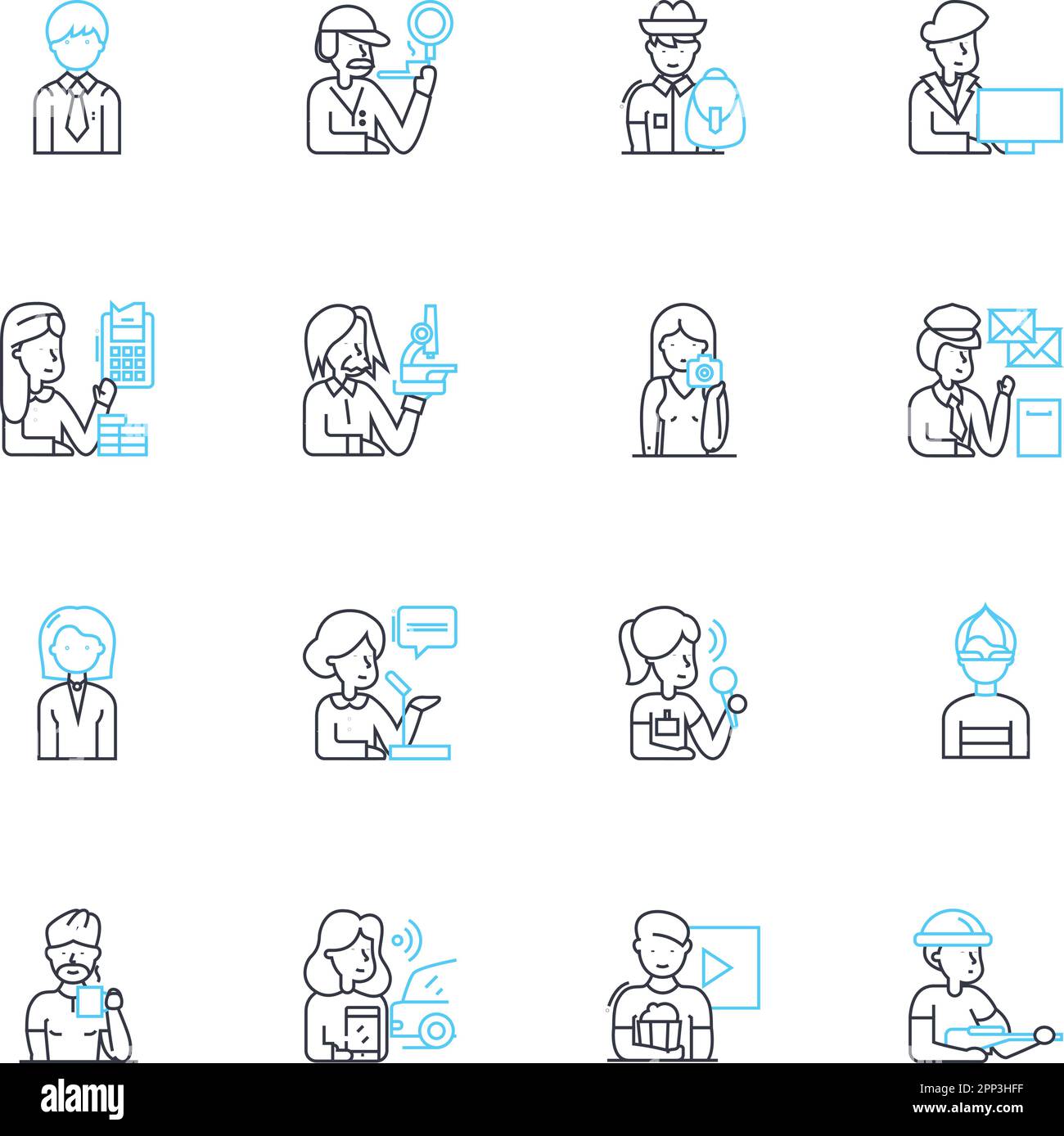 Personality linear icons set. Charismatic, Outgoing, Reserved ...