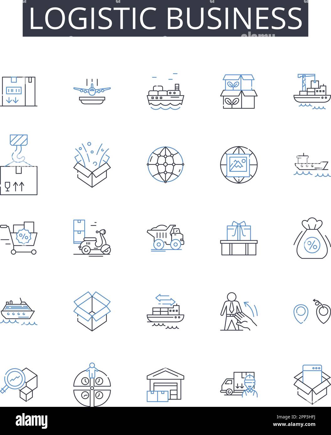 Logistic Business Line Icons Collection Objective Purpose Commitment