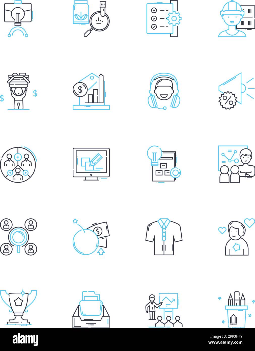 Human Resource Managers linear icons set. Recruitment, Training ...