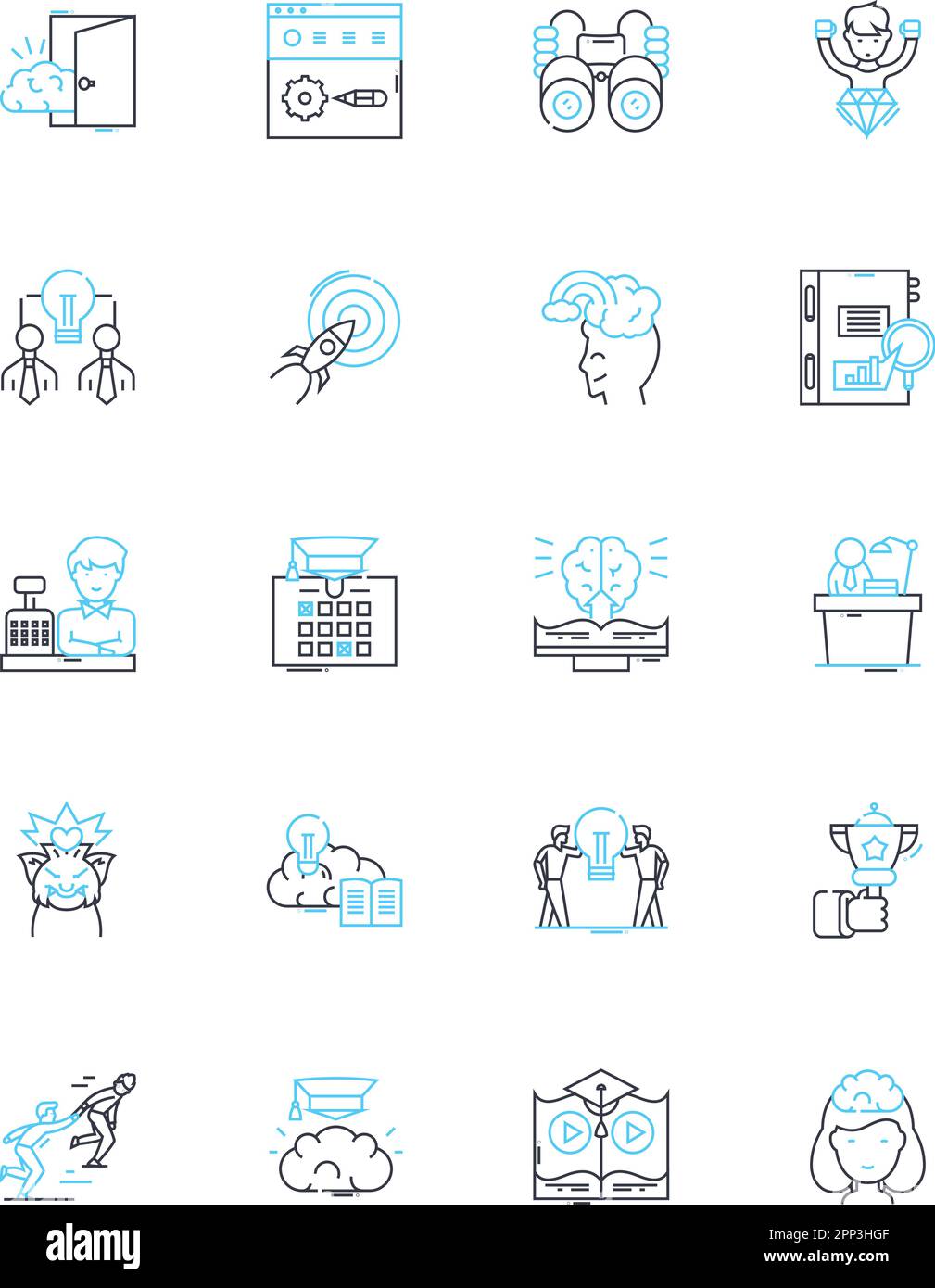 Professional drive linear icons set. Ambition, Motivation, Perseverance ...