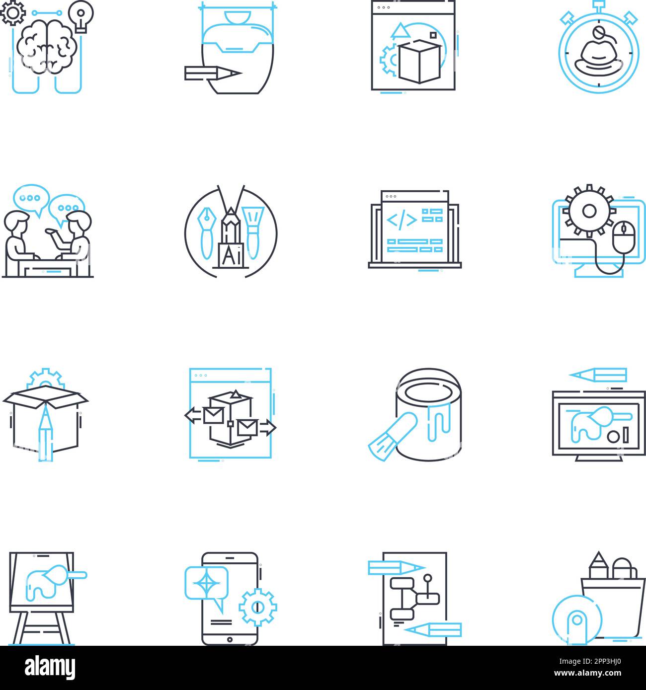 Creator Linear Icons Set Inventive Imaginative Artistic Innovative