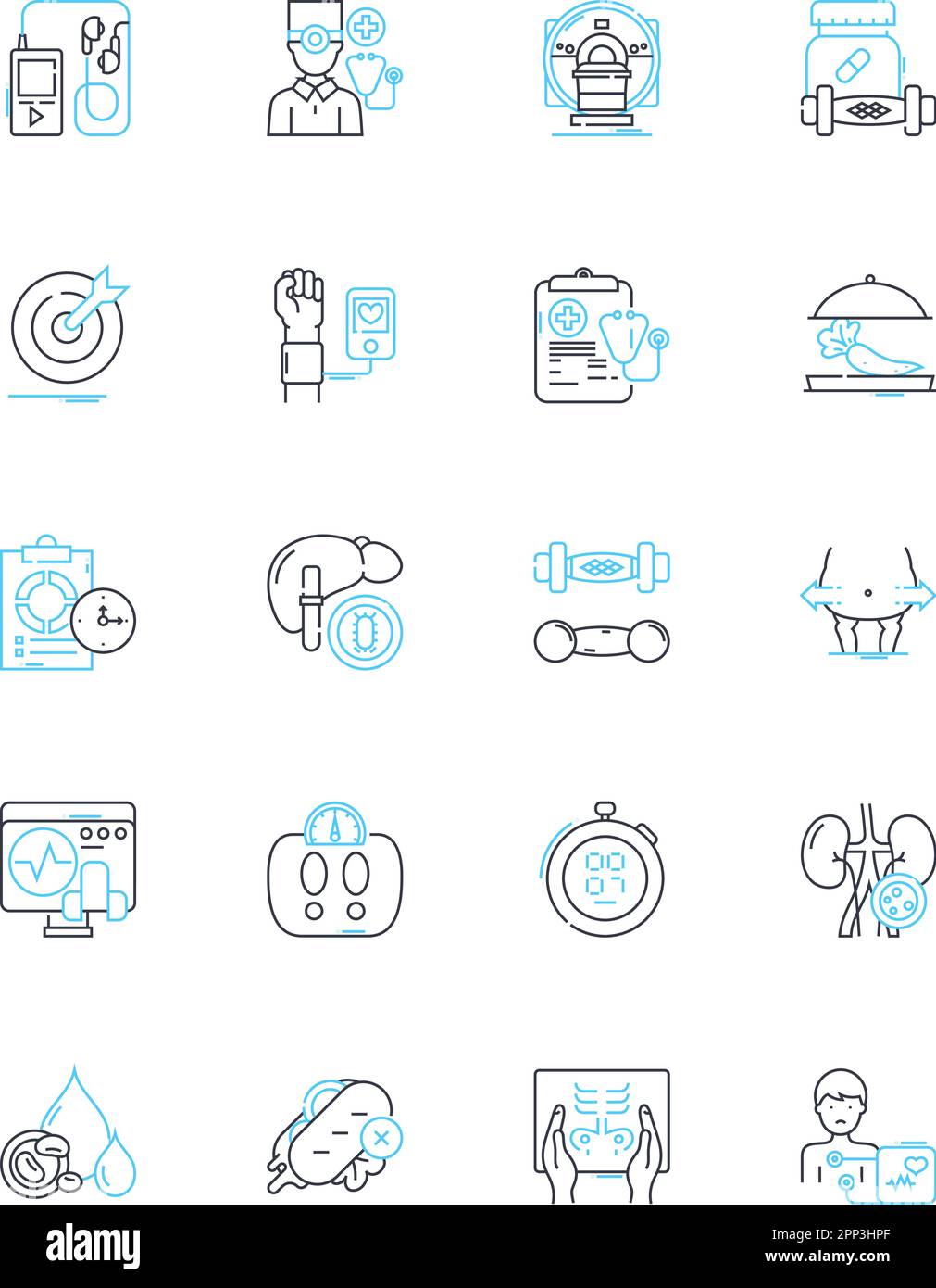 Well-being linear icons set. Happiness, Health, Peace, Mindfulness ...