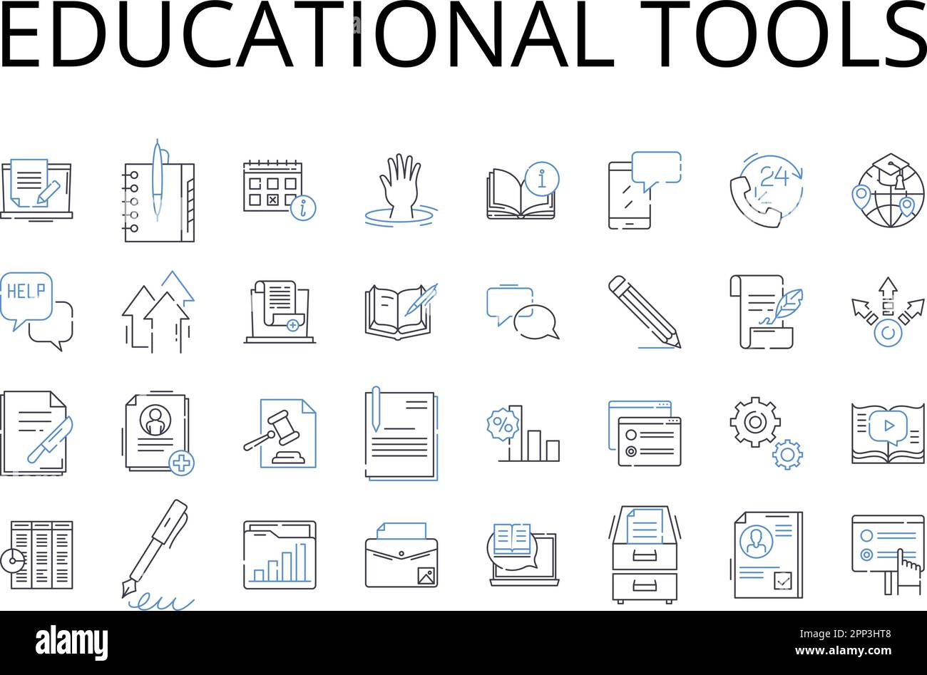 Educational tools line icons collection. Learning aids, Academic ... Educational tools line icons collection. Learning aids, Academic ...