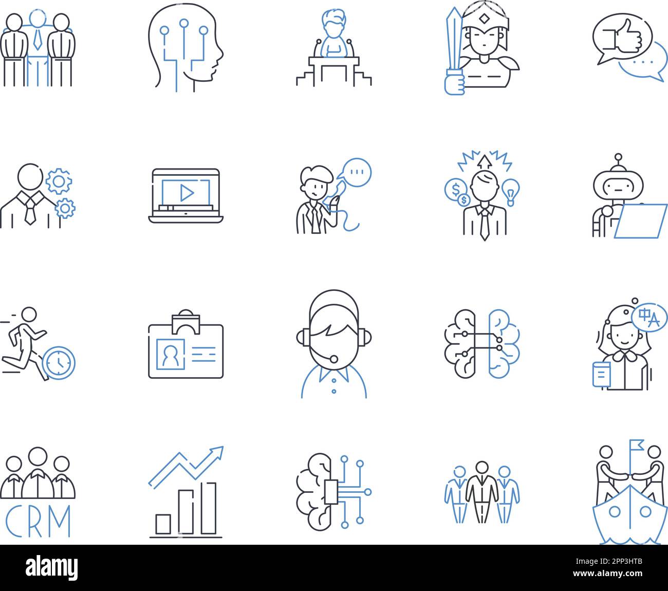 Job maneuvering line icons collection. Promotion, Transfer, Resignation ...