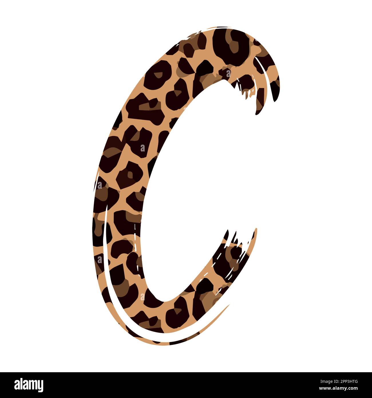 C letter leopard print uppercase letter on white background Stock ...