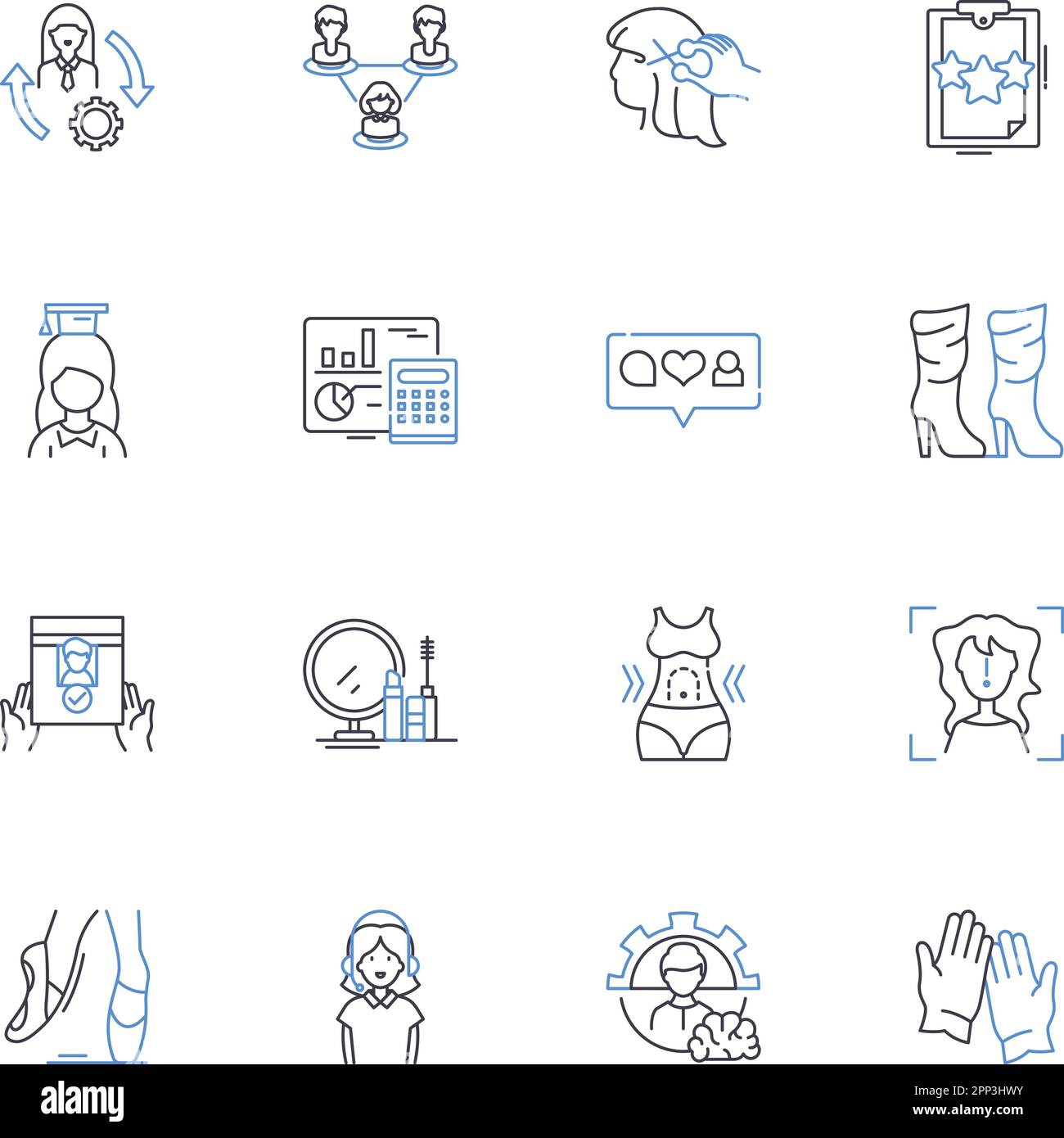 Female-driven commerce line icons collection. Empowerment, Sisterhood ...