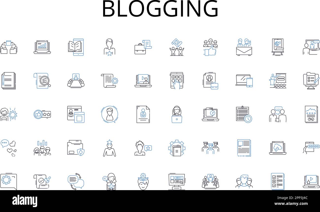 Blogging line icons collection. Confinement, Control, Resistance ...