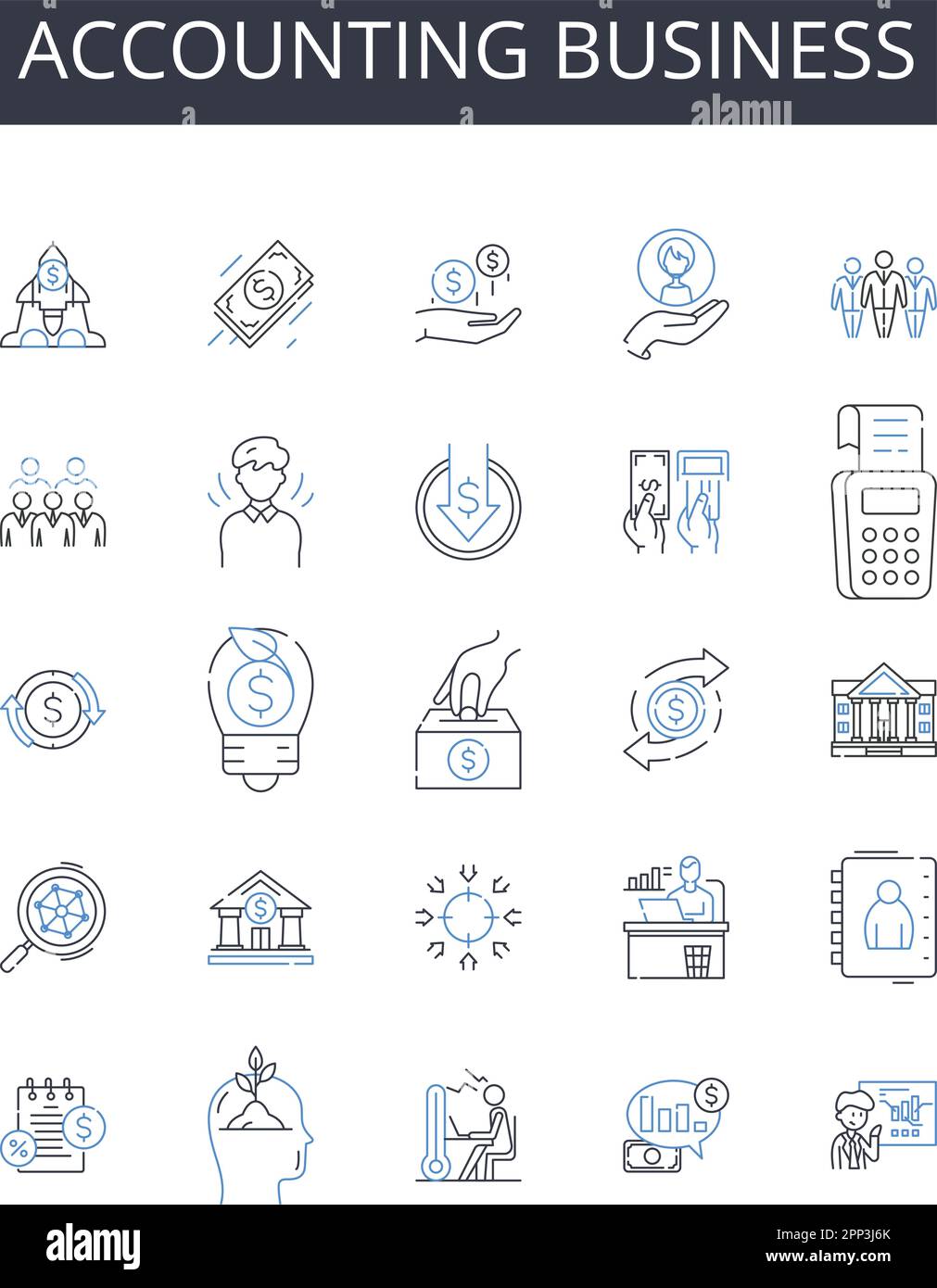 Accounting business line icons collection. Collaboration, Alliance ...