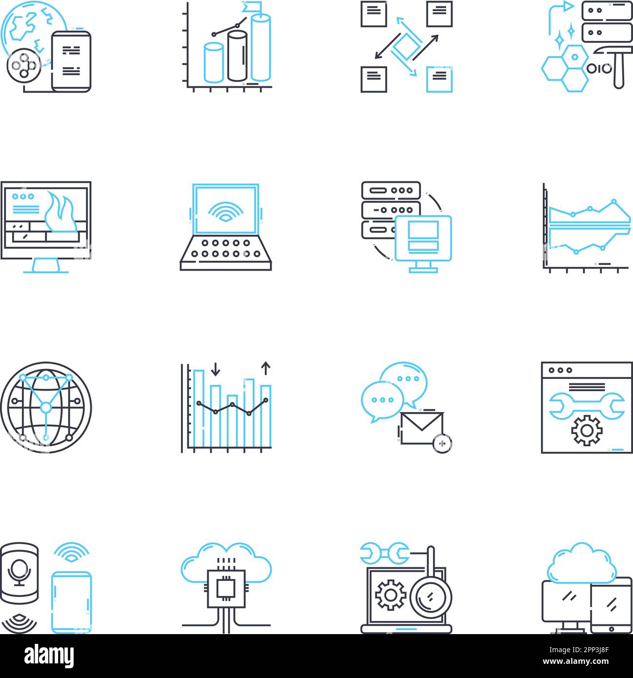 Data Backup Linear Icons Set Recovery Restore Archive Protect