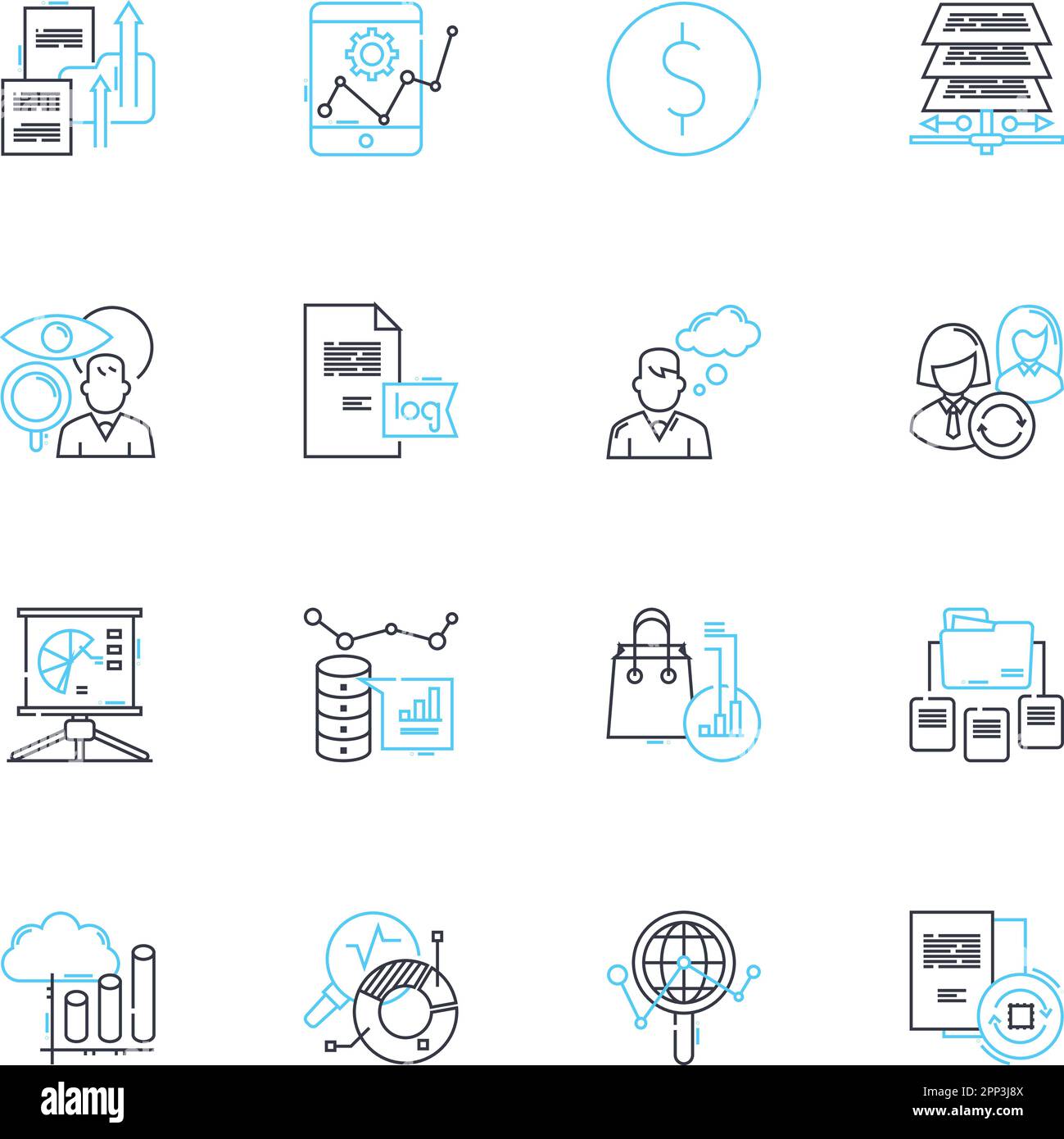 Examination linear icons set. Test, Assessment, Evaluation, Analysis ...