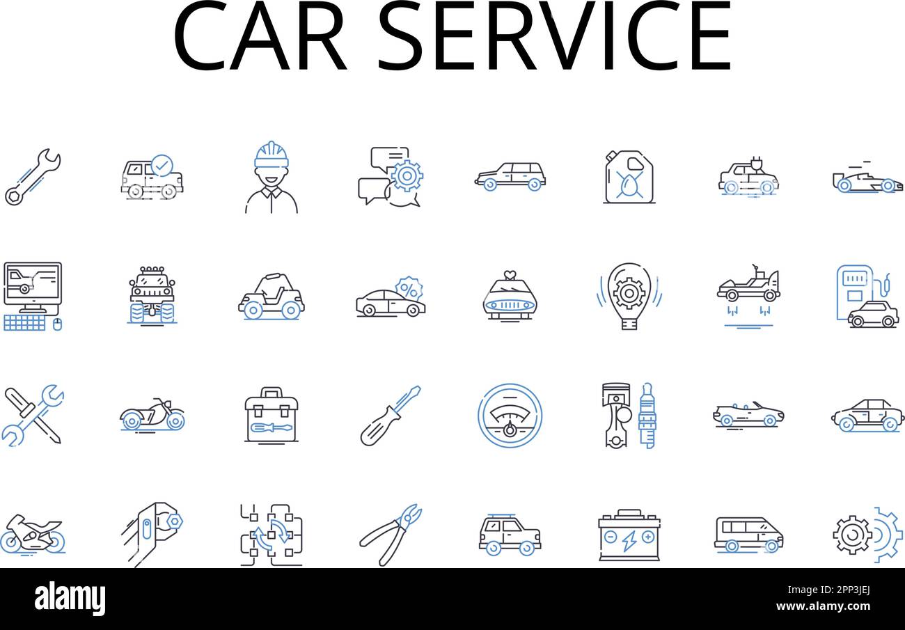 Car service line icons collection. Car maintenance, Automobile repair ...