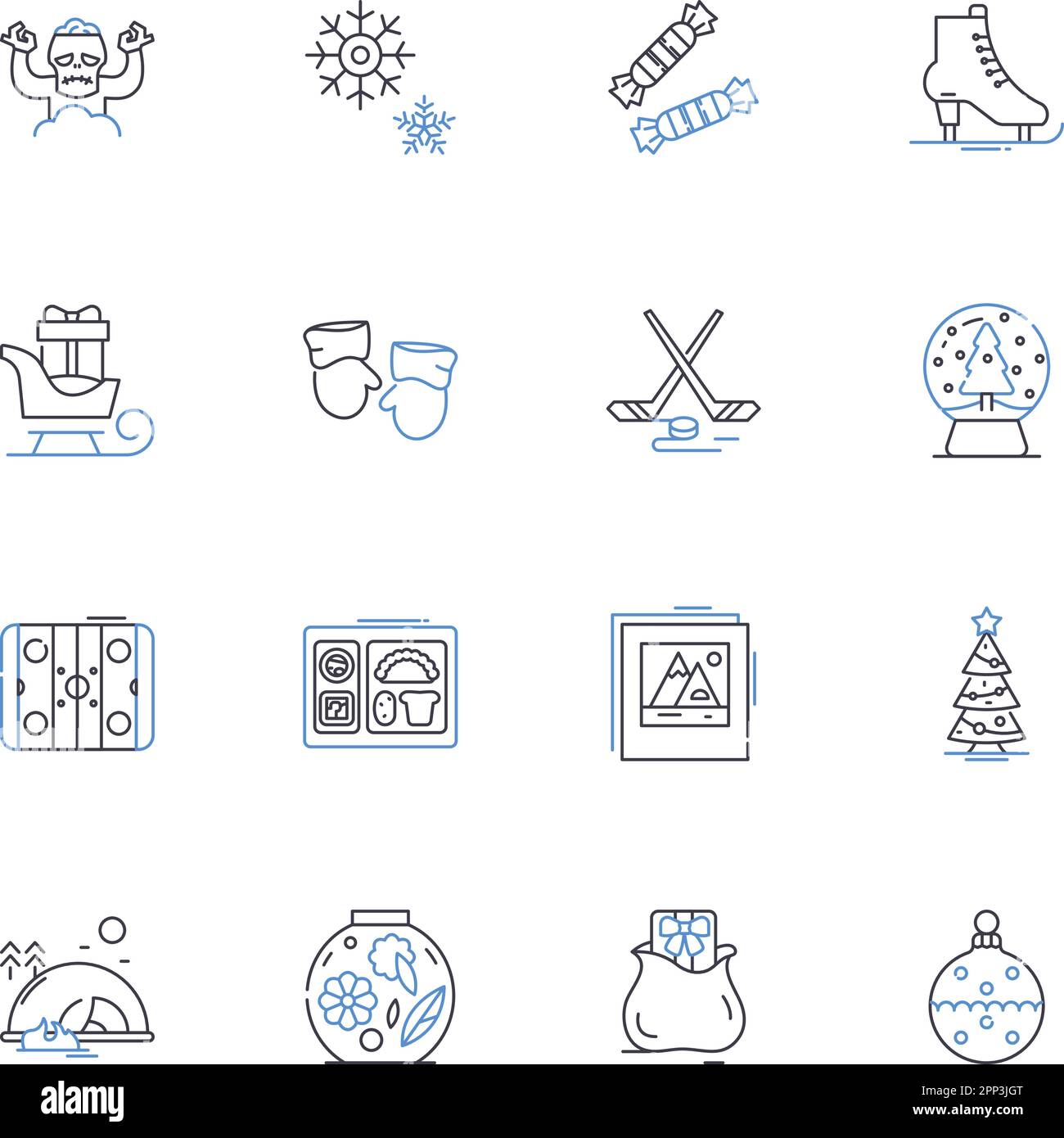Arctic line icons collection. Ice, Snow, Polar, Tundra, Aurora, Glacier ...